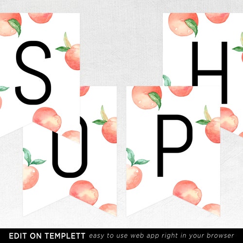 Peach Banner Template Printable Sweet Little Peach Themed - Etsy