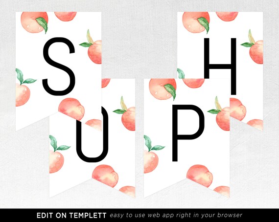 Peach Banner Template Printable Sweet Little Peach Themed | Etsy