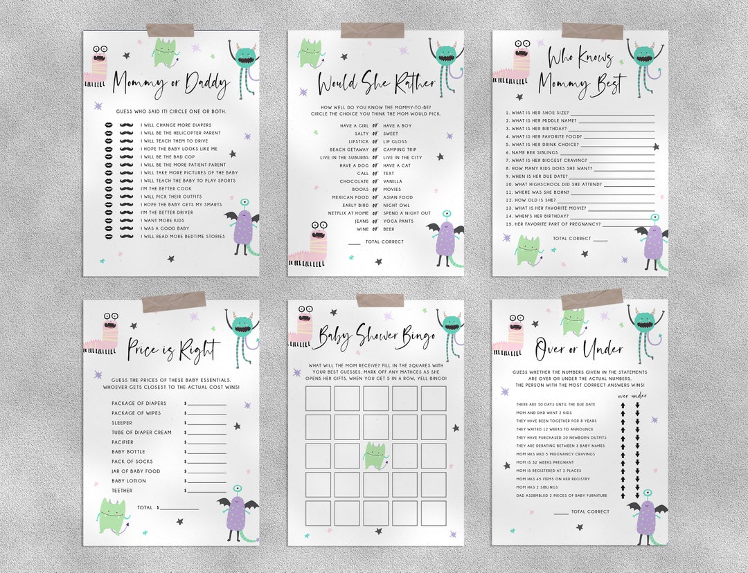 Monster Mash Baby Shower Game Templates Bundle, Spooky Baby Shower ...