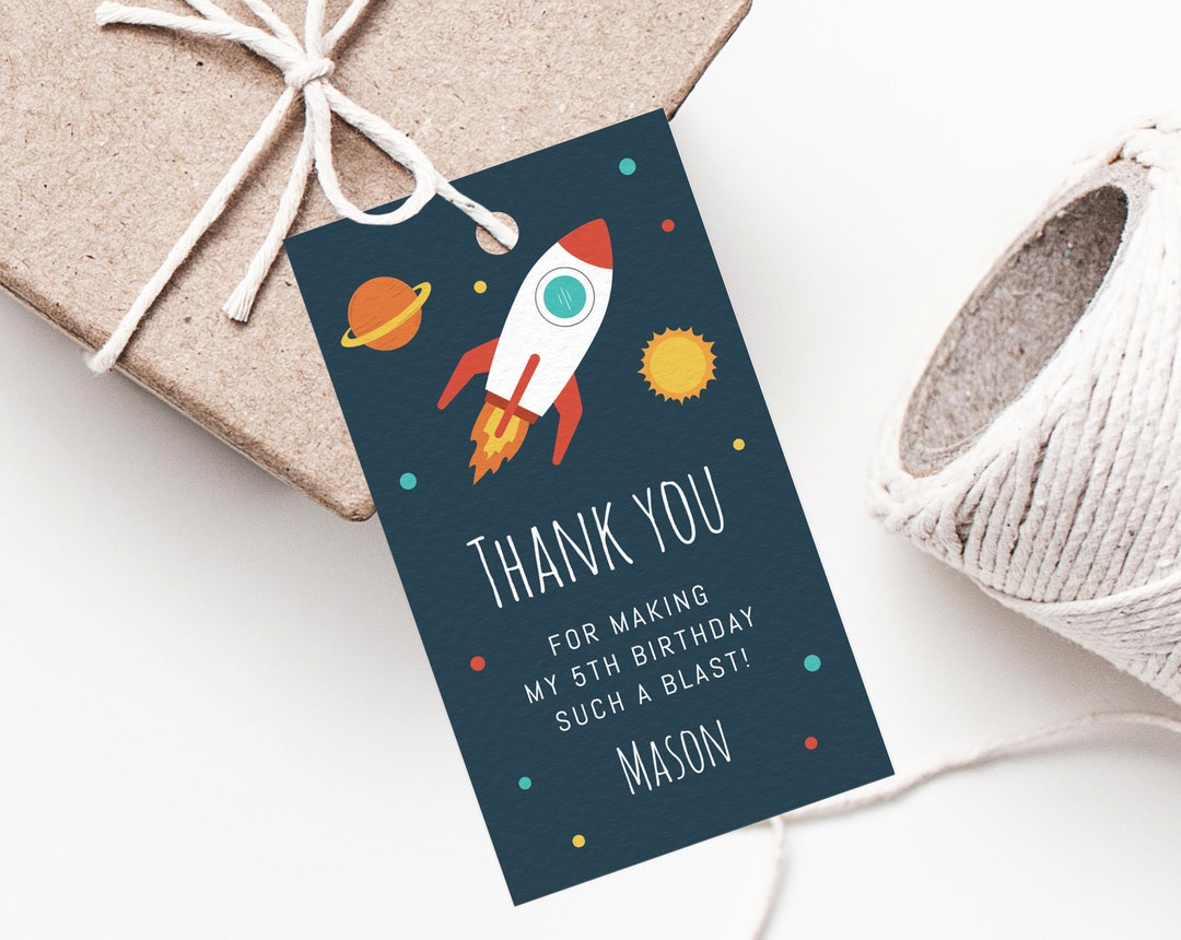 Space Birthday Party Favor Tag Template, Astronaut Birthday Favor Label ...