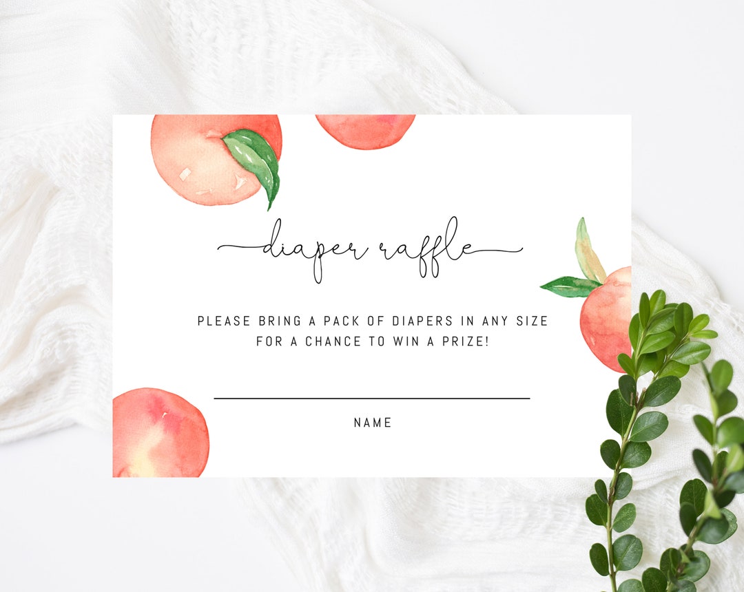 Peach Baby Shower Diaper Raffle Printable, Peach Themed Raffle Tickets ...