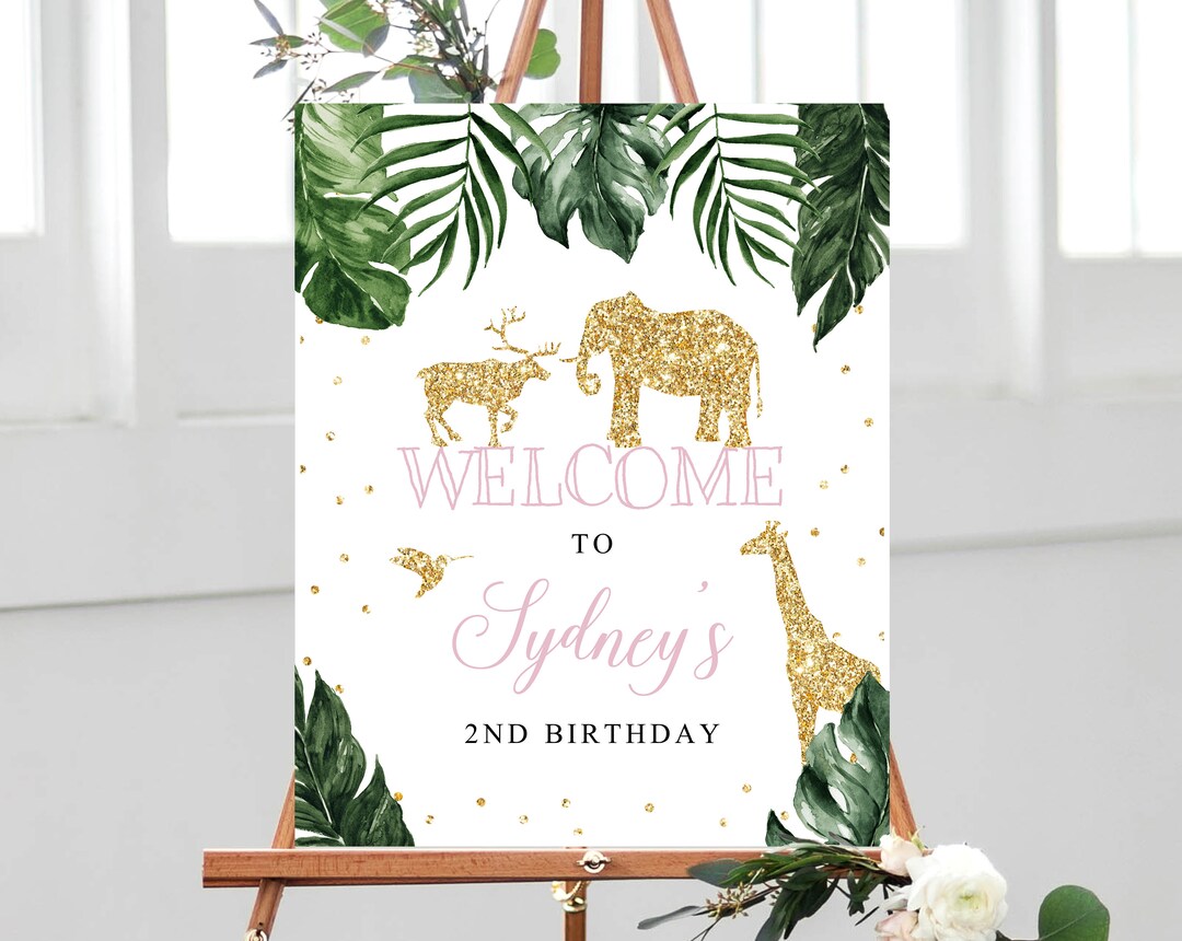 Two Wild Welcome Sign Template, Printable Wild Animals Themed Party ...