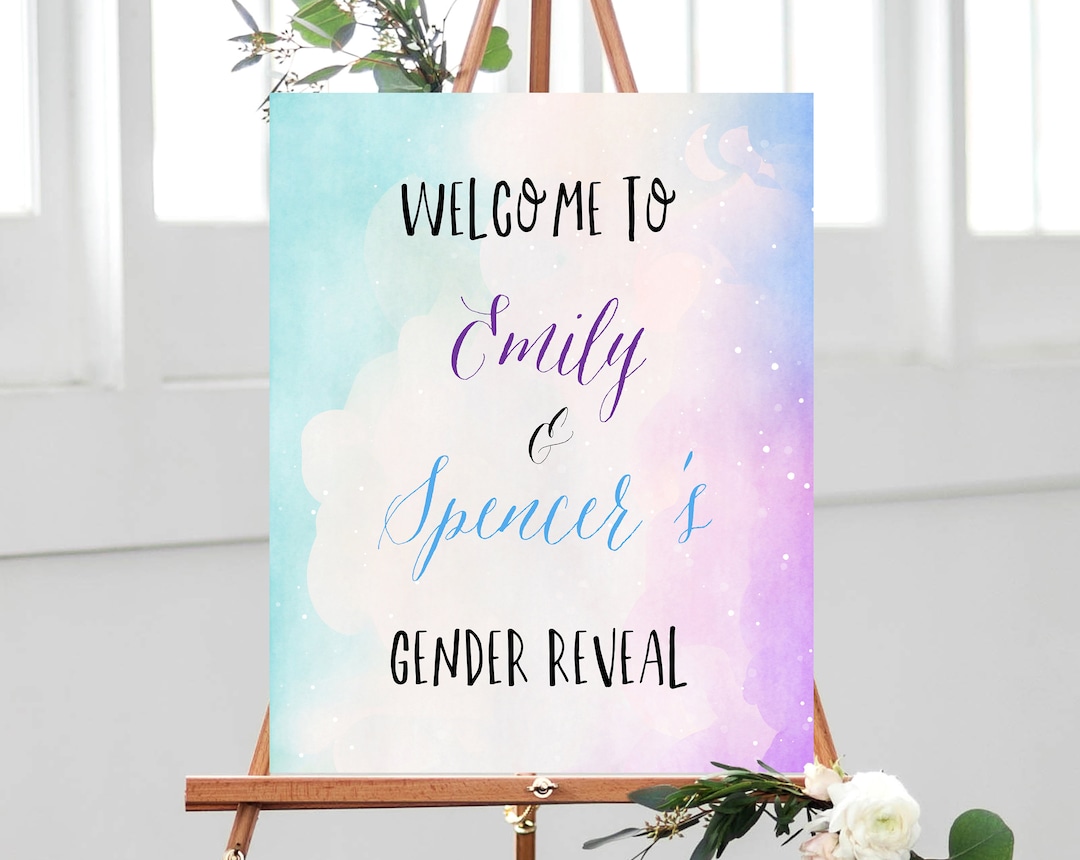 Blue or Purple Gender Reveal Welcome Sign Template, Printable Gender ...