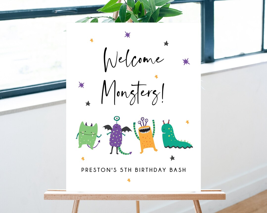 Monster Mash Birthday Welcome Sign Template, Printable Halloween Party ...