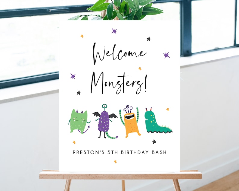 Monster Mash Birthday Welcome Sign Template Printable | Etsy
