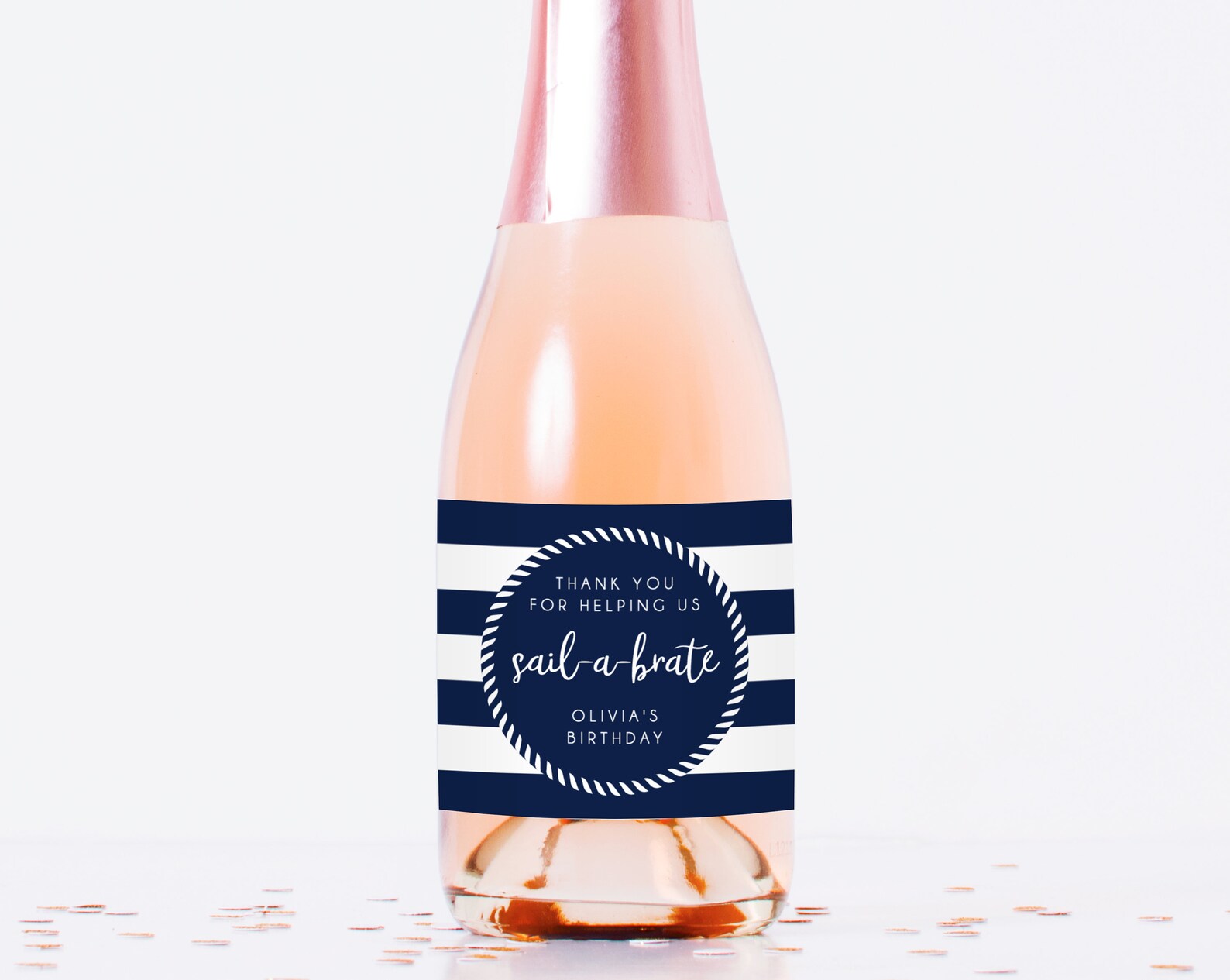 Mini Champagne Bottle Label Template, Nautical Themed Favor Mini ...