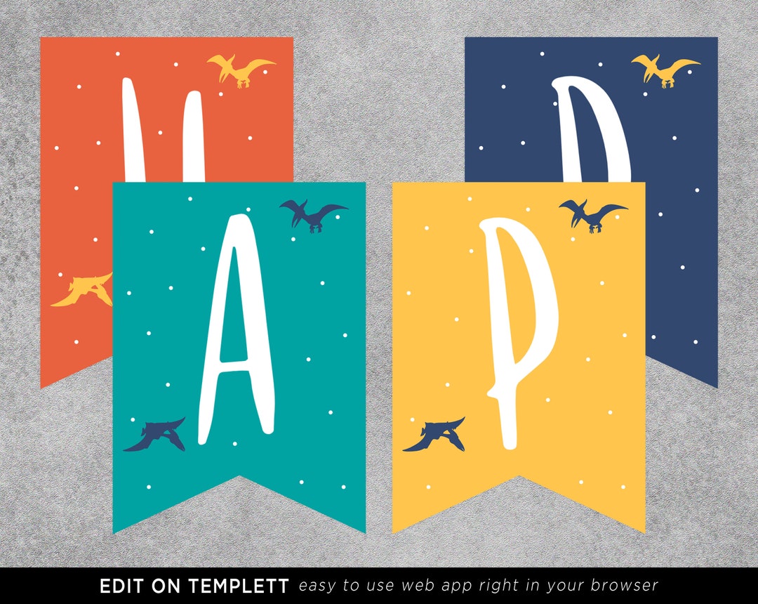 Three-rex Birthday Banner Template, Printable Dinosaur Themed Party ...