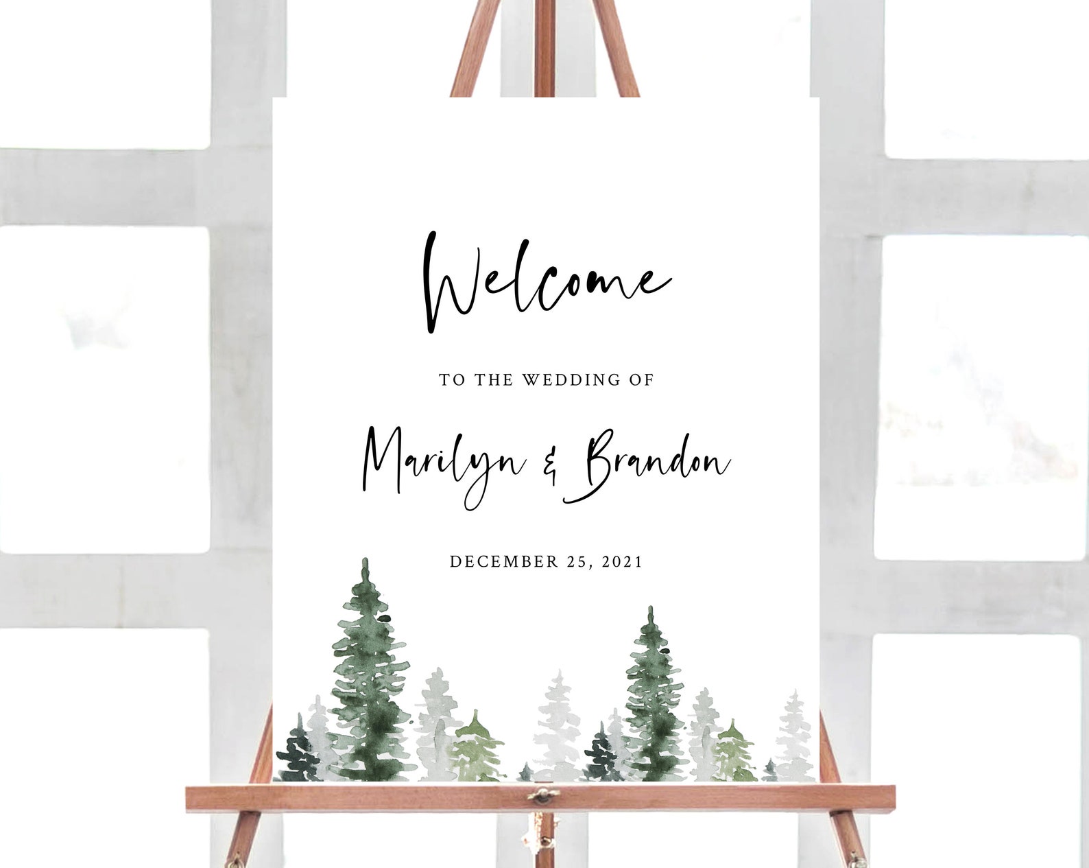 Pine Tree Wedding Welcome Sign Template, Winter Forest Welcome to the ...