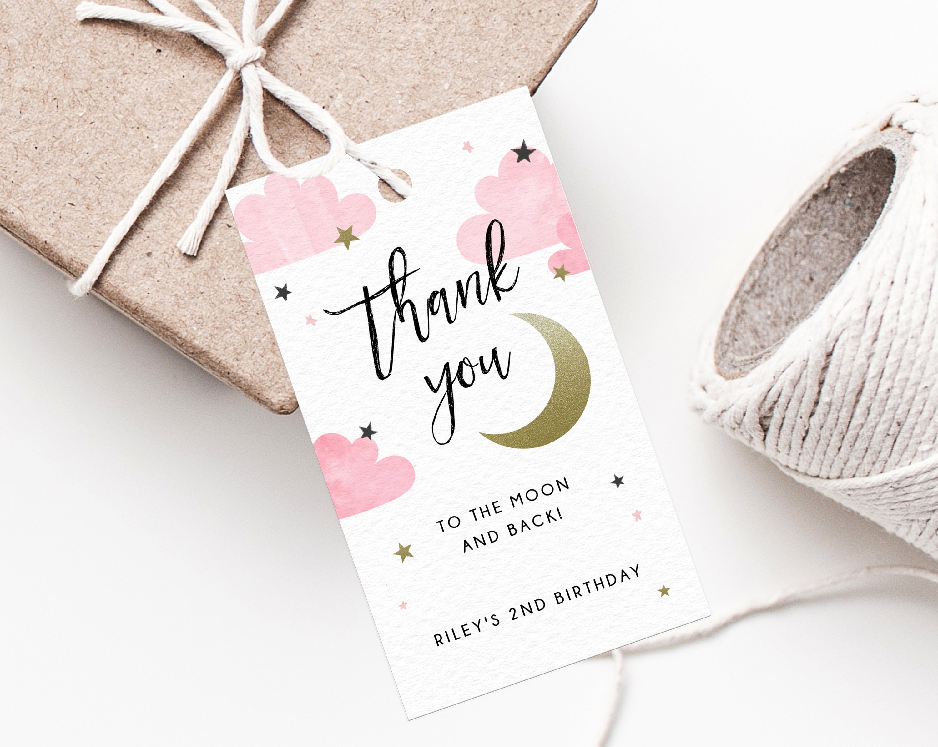 Two the Moon Favor Tag Template, Thank You to the Moon and Back Favor ...