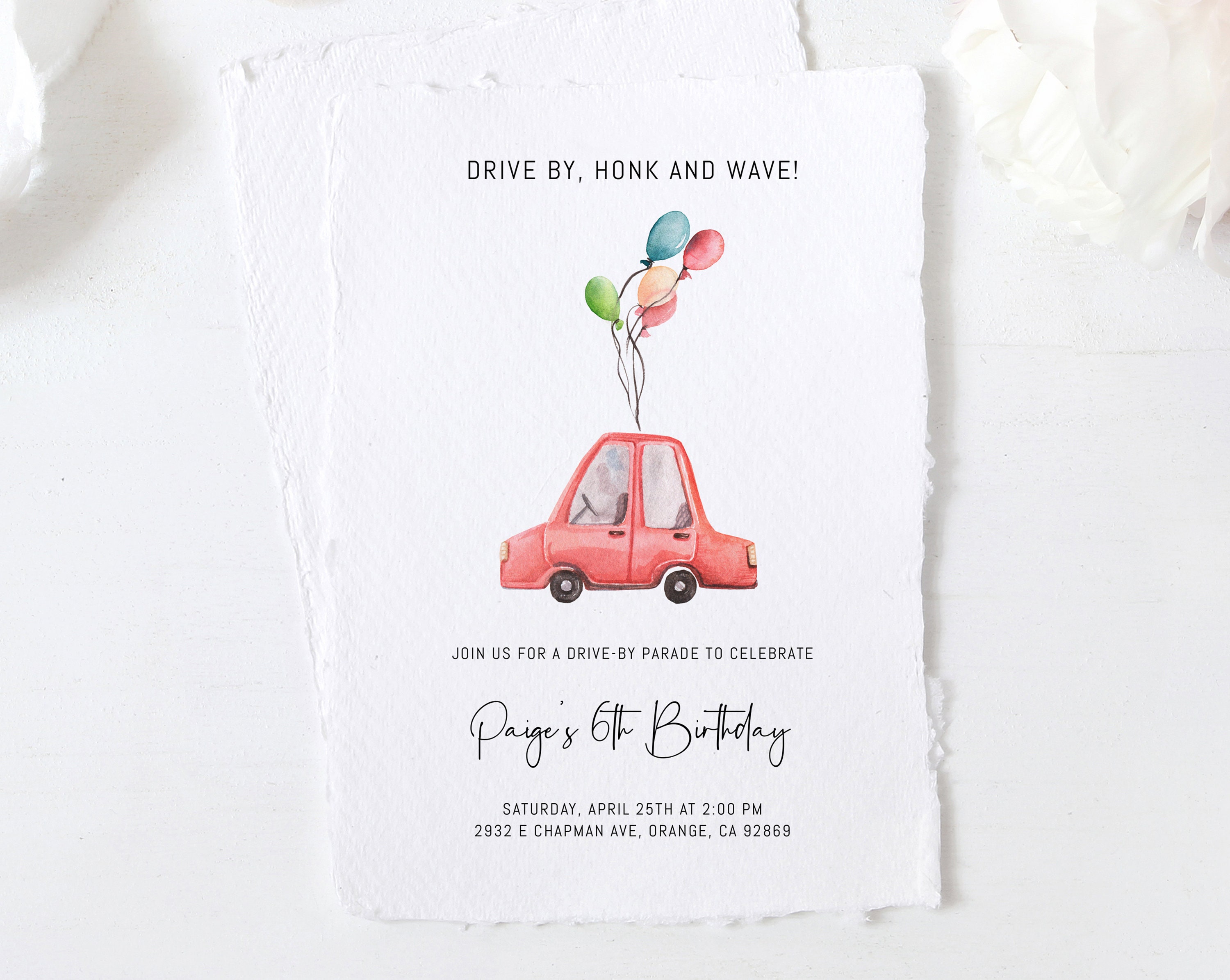 Drive by Birthday Parade Invitation, Printable Drive by Celebration ...