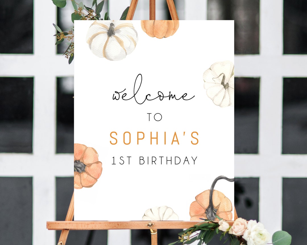 Fall Birthday Welcome Sign Template, Printable Pumpkin Baby Shower ...