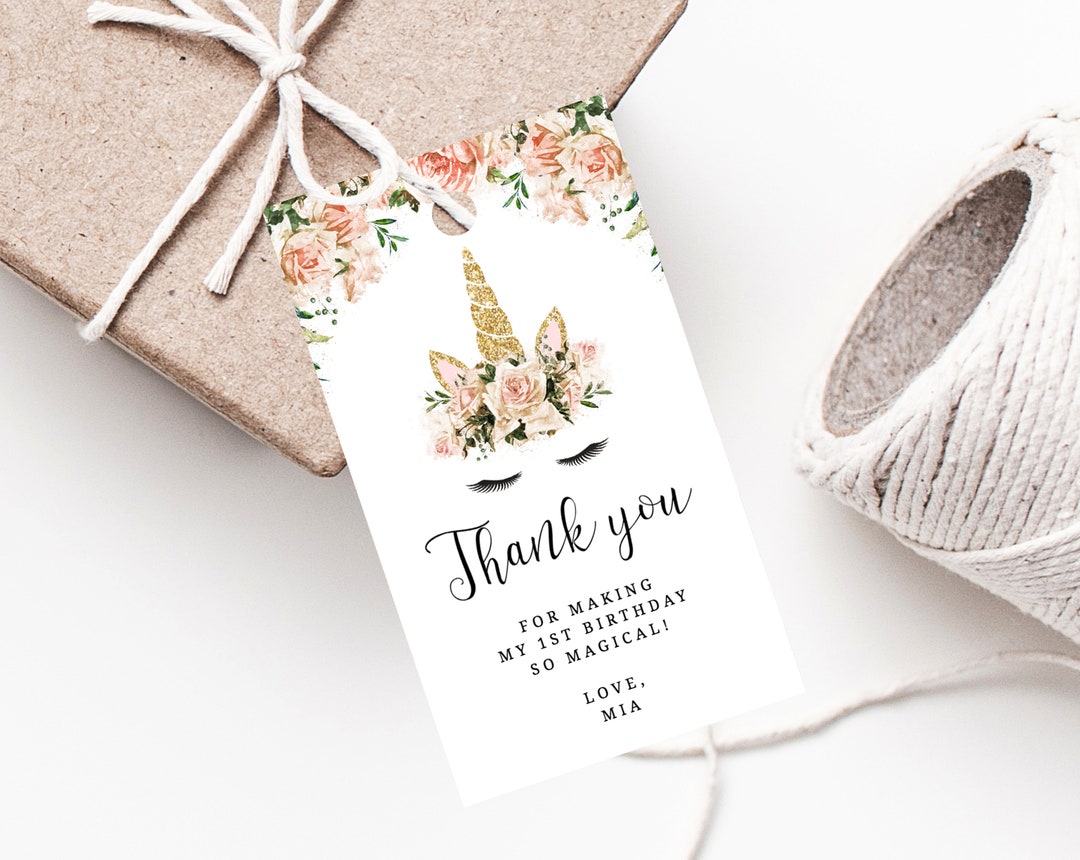 Unicorn Favor Tag Template, Thank You Tag, Unicorn Birthday Party Favor ...