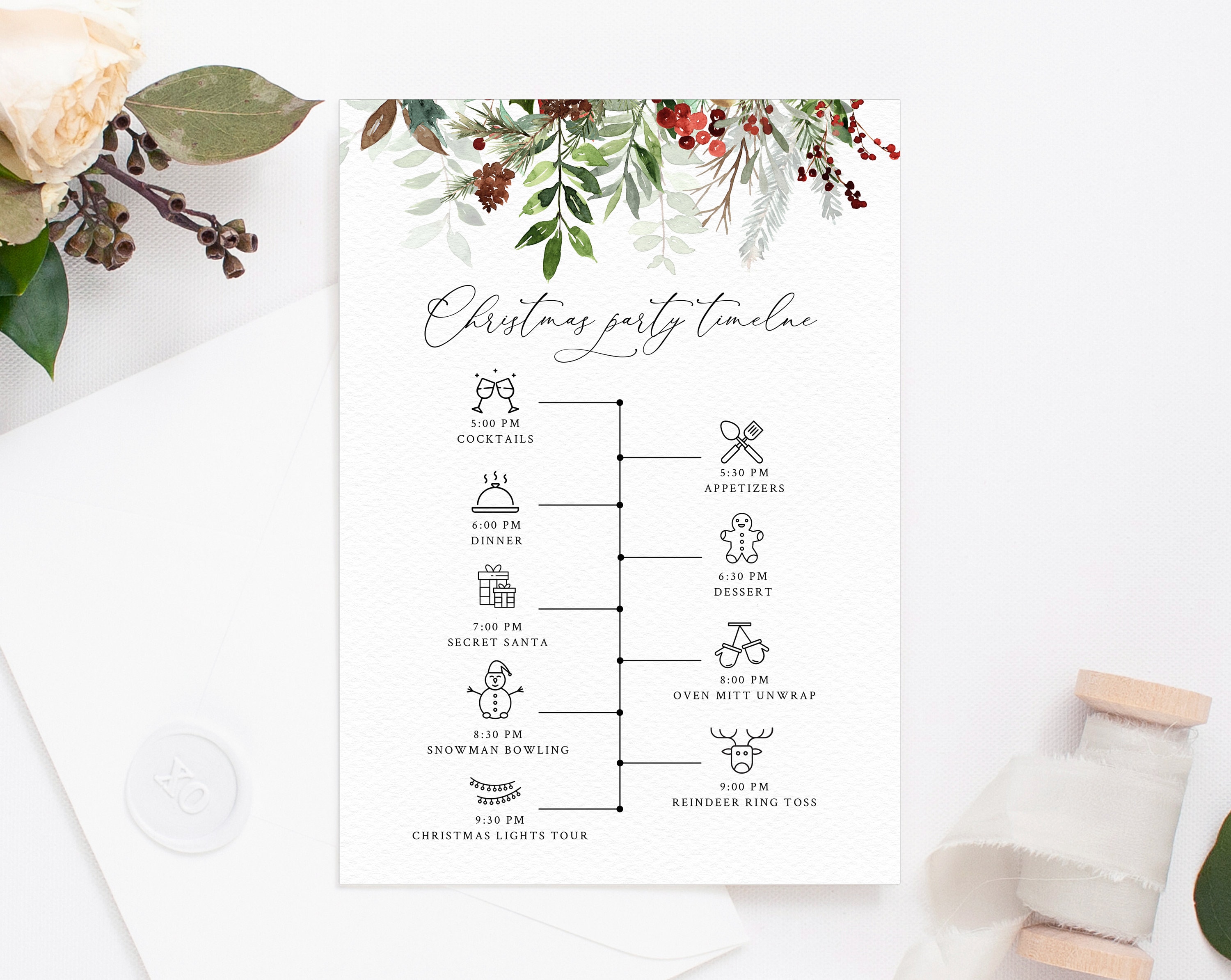 Christmas Party Itinerary Template, Christmas Party Timeline, Holidays ...