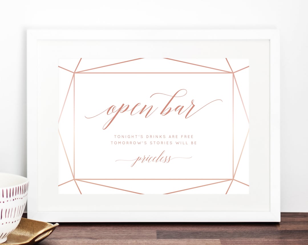 INSTANT DOWNLOAD Open Bar Sign Template, Wedding Open Bar Sign ...