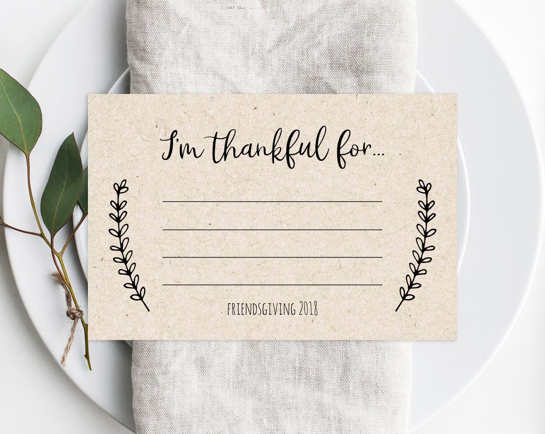 Friendsgiving Printable Template, I'm Thankful for Notes, Thanksgiving ...