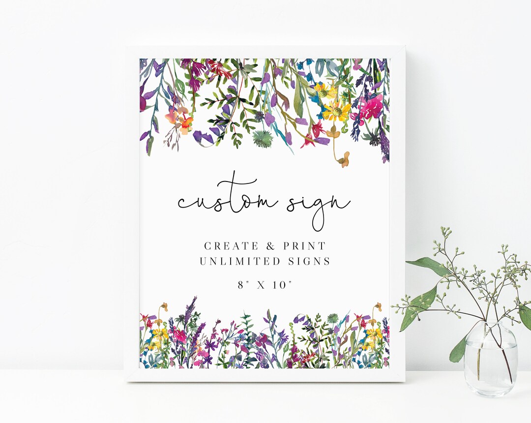 Editable Custom Sign Template, DIY Printable Unlimited Signs, Colorful ...