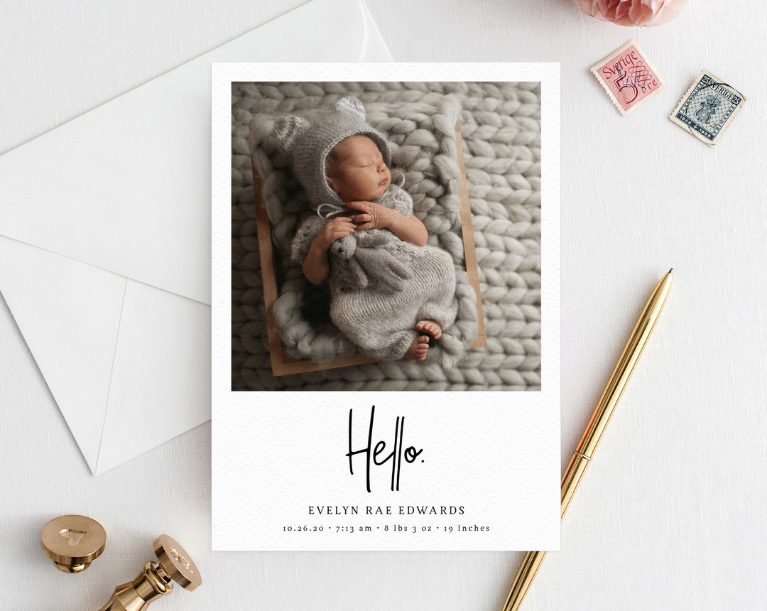 Birth Announcement Card, Introducing Baby Cards, 5x7 Photo Card ...