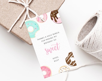 Personalized Glossy Donut Birthday Party Favor Labels - Etsy