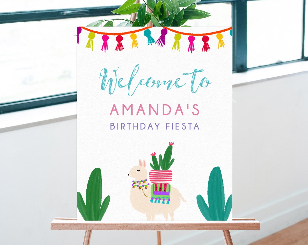 A Whole Llama Fun Welcome Sign Template, Printable Fiesta Themed Party ...