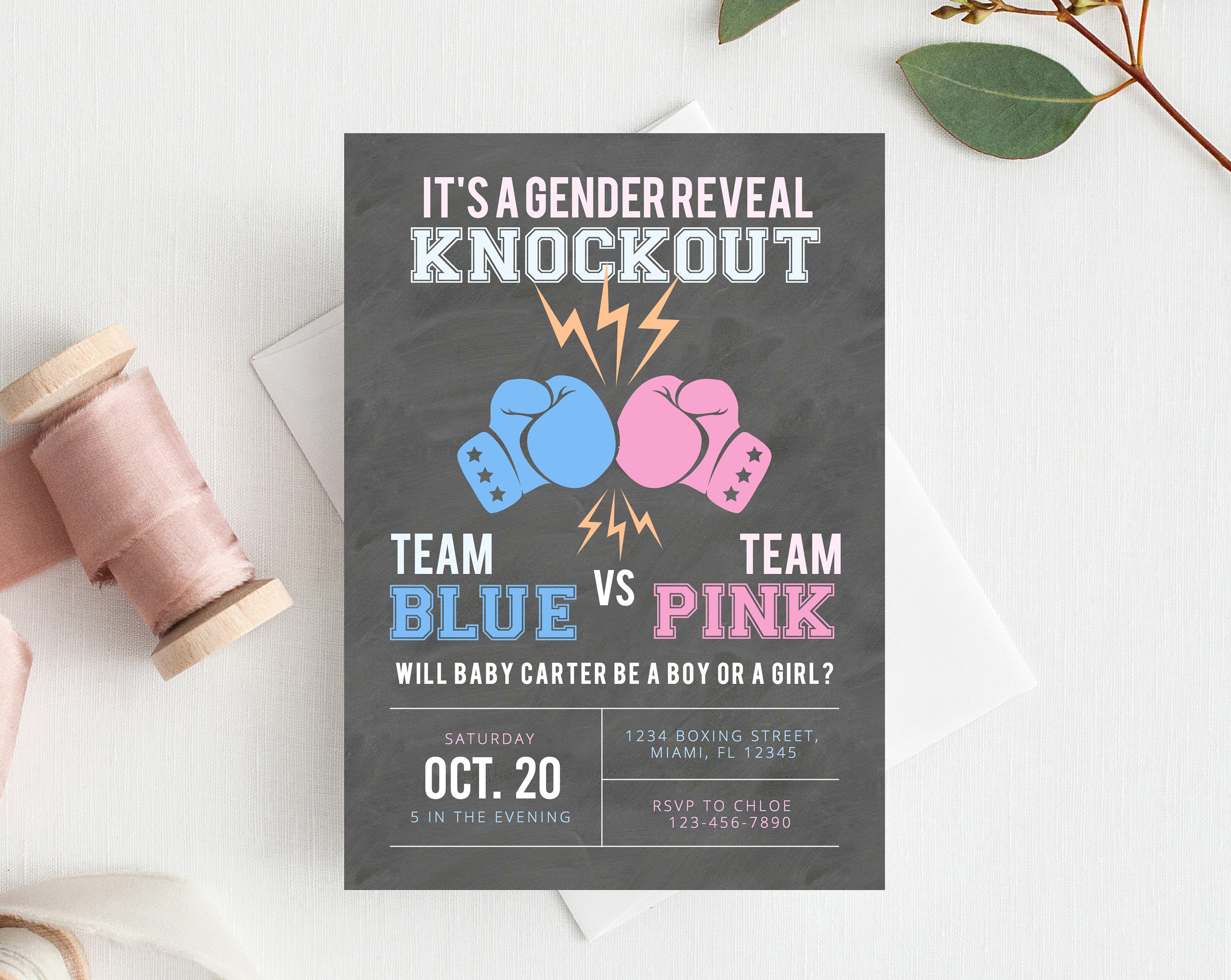 INSTANT DOWNLOAD Gender Reveal Party Invitation Boxing Gender - Etsy