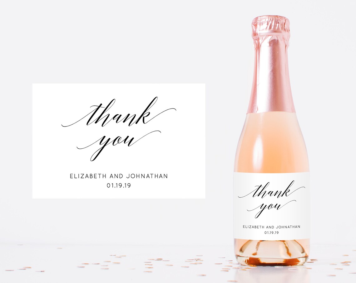 Mini Champagne Bottle Label Template, Simple Wedding Favor Mini ...