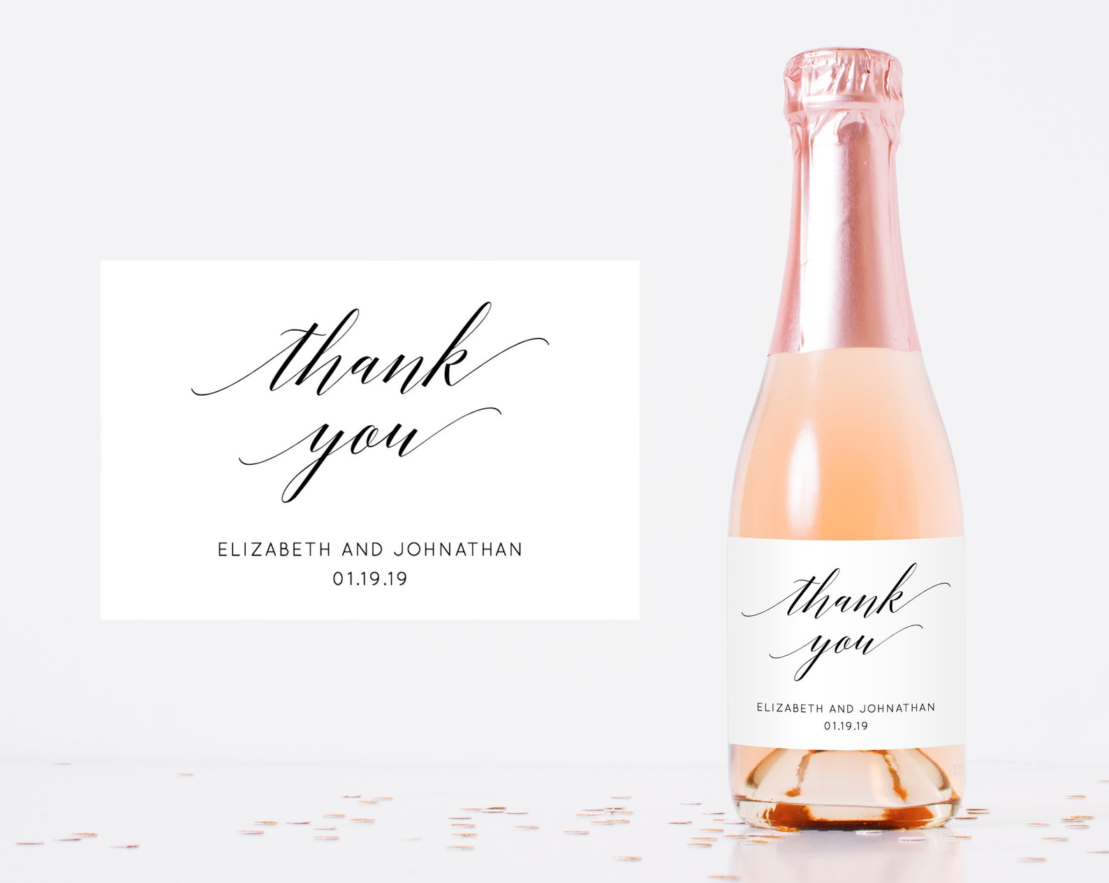 Mini Champagne Bottle Label Template, Simple Wedding Favor Mini ...