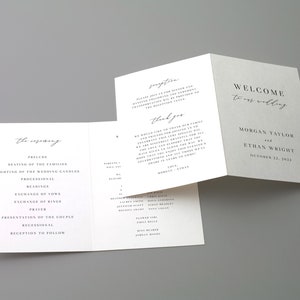 Bi-fold Wedding Program Template, Printable Folded Wedding Program ...