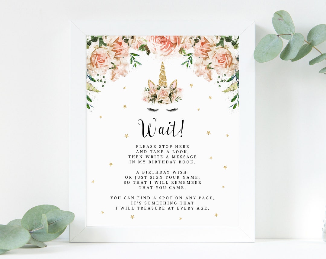 Unicorn Birthday Guestbook Sign, Unicorn Themed Book Signing Sign ...