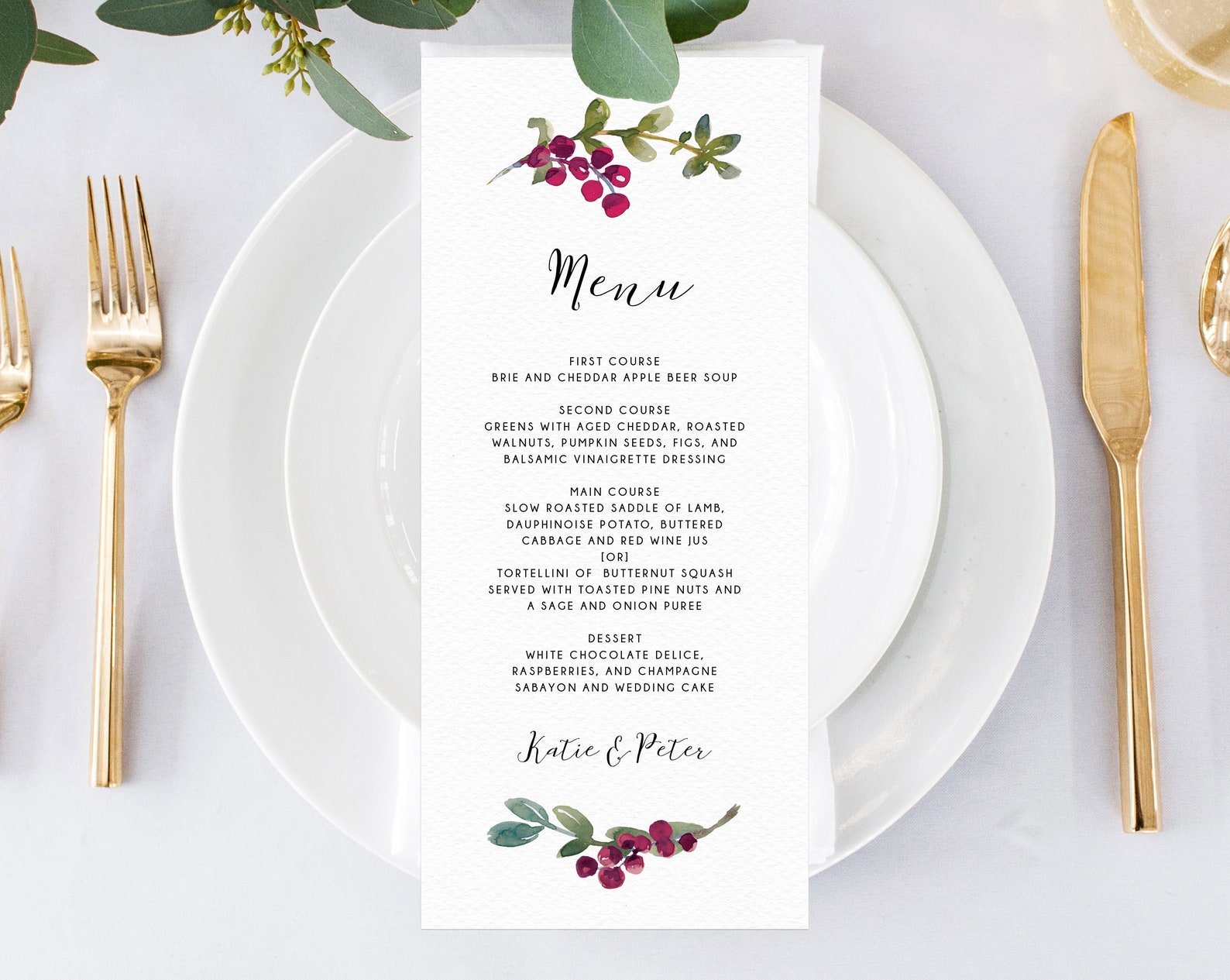 Winter Wedding Menu Template Printable Holidays Menu | Etsy