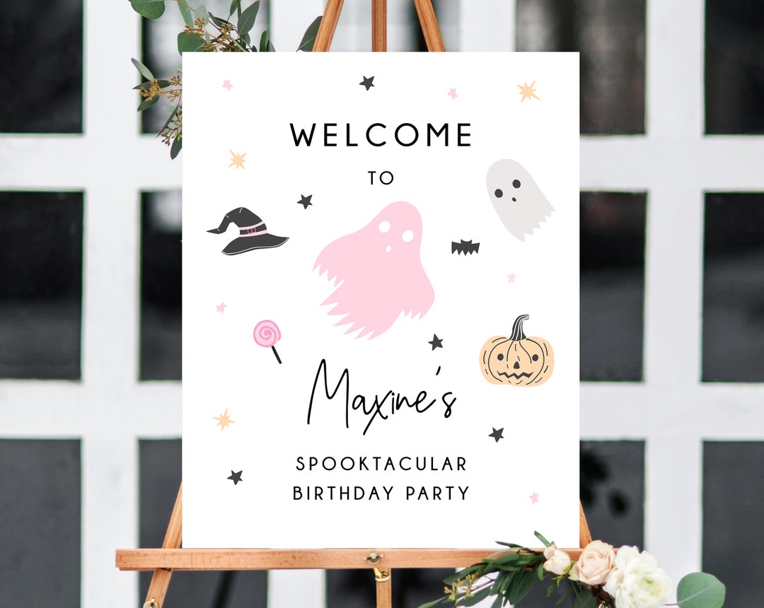 Pastel Halloween Birthday Welcome Sign Template, Printable Halloween ...