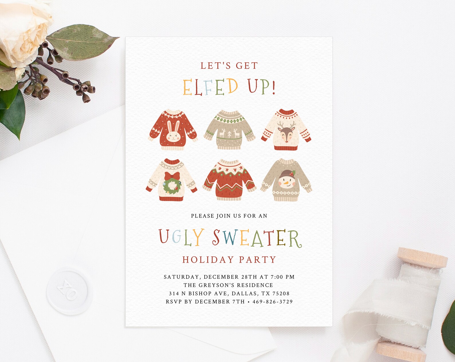 Ugly Sweater Christmas Party Invitation Template Printable - Etsy