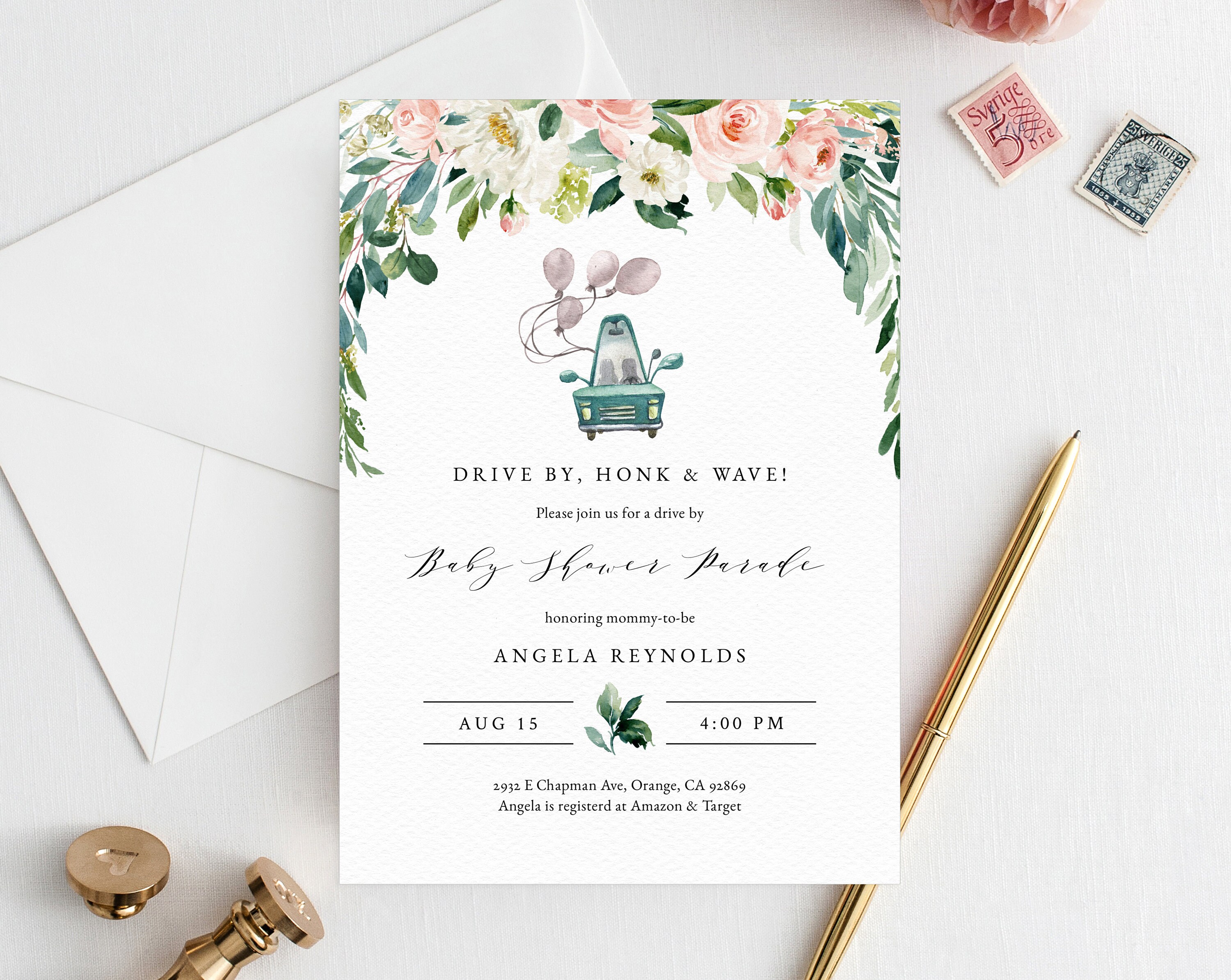 Drive by Baby Shower Parade Invitation Printable Drive by - Etsy