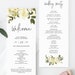 Floral Wedding Program Template, Printable Wedding Program, Greenery ...