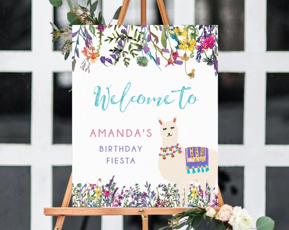 A Whole Llama Fun Welcome Sign Template Printable Fiesta | Etsy