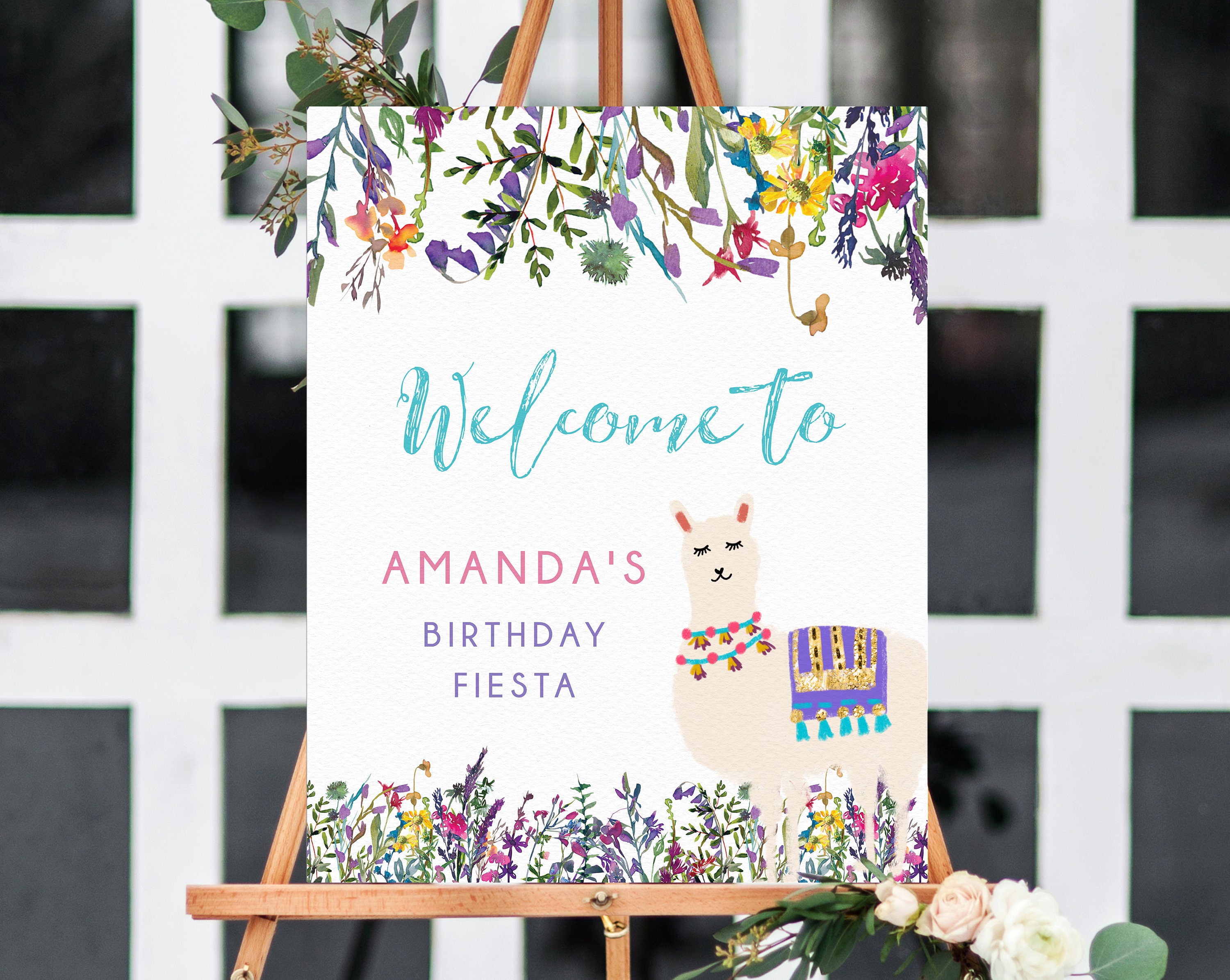 A Whole Llama Fun Welcome Sign Template, Printable Fiesta Themed Party ...