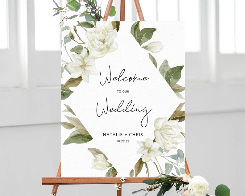 Magnolia Wedding Welcome Sign Template Welcome to the Wedding - Etsy