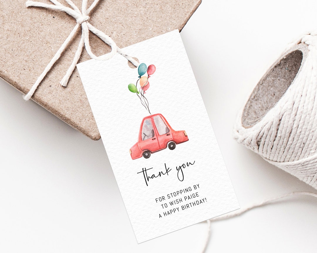 Drive by Birthday Parade Favor Tag, Printable Drive by Celebration Gift ...