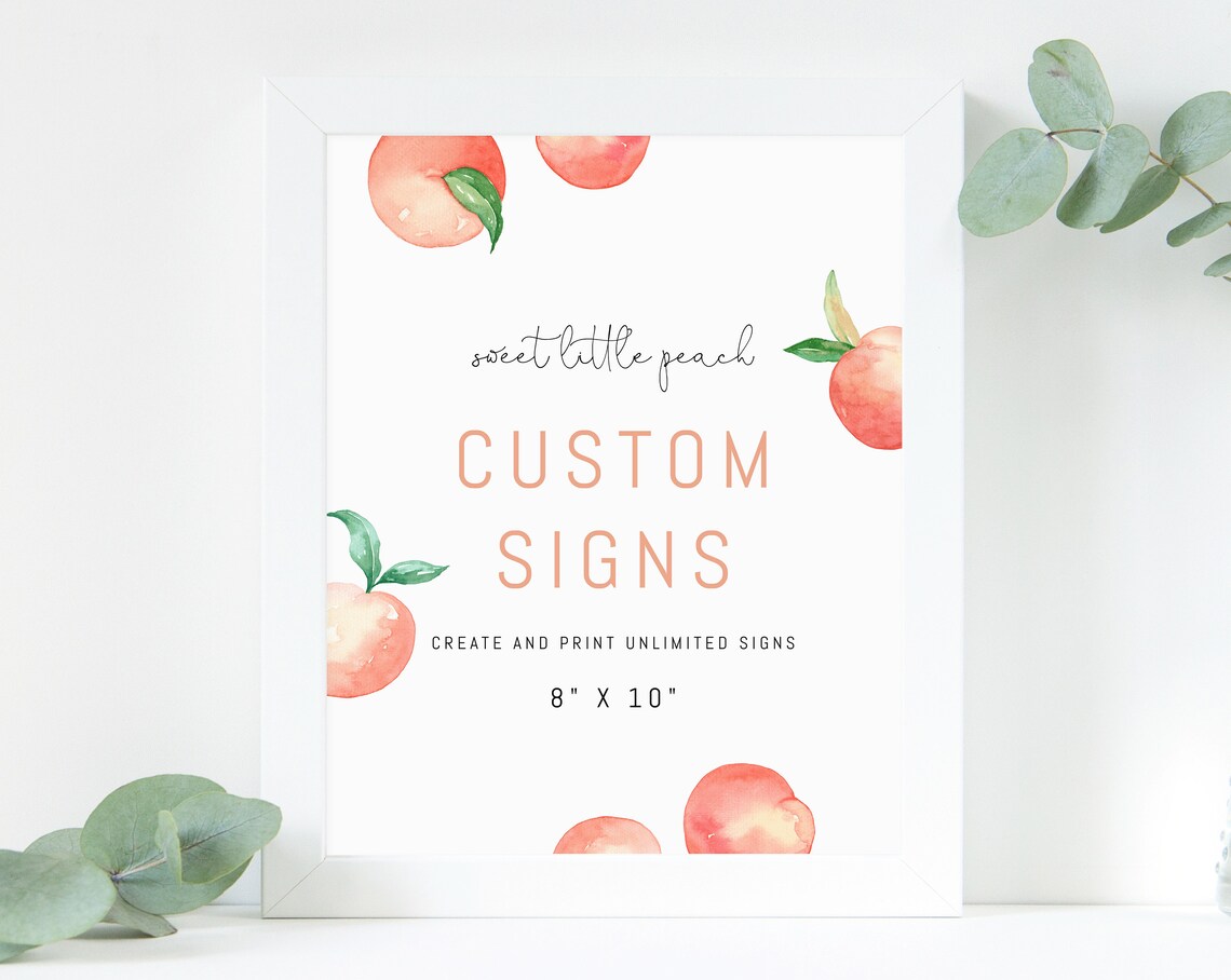 Editable Peach Custom Sign Template DIY Printable Unlimited - Etsy