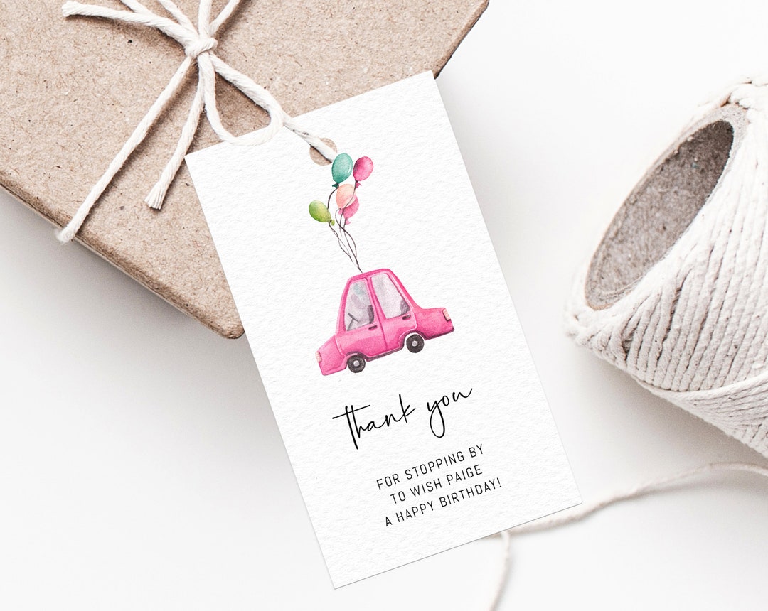 Drive by Birthday Parade Favor Tag, Printable Drive by Celebration Gift ...