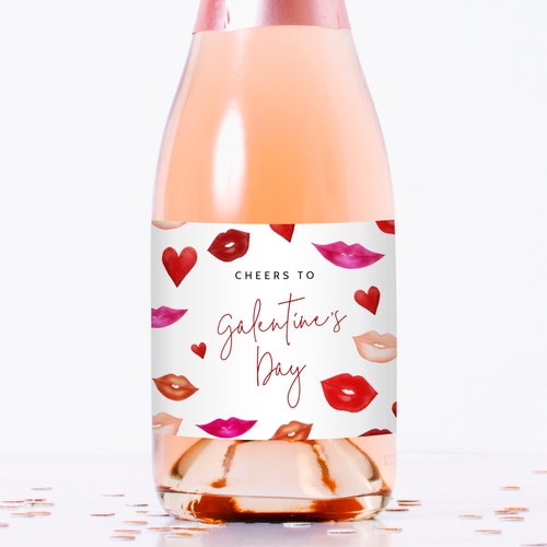 Galentine's Mini Champagne Bottle Label Template - Etsy