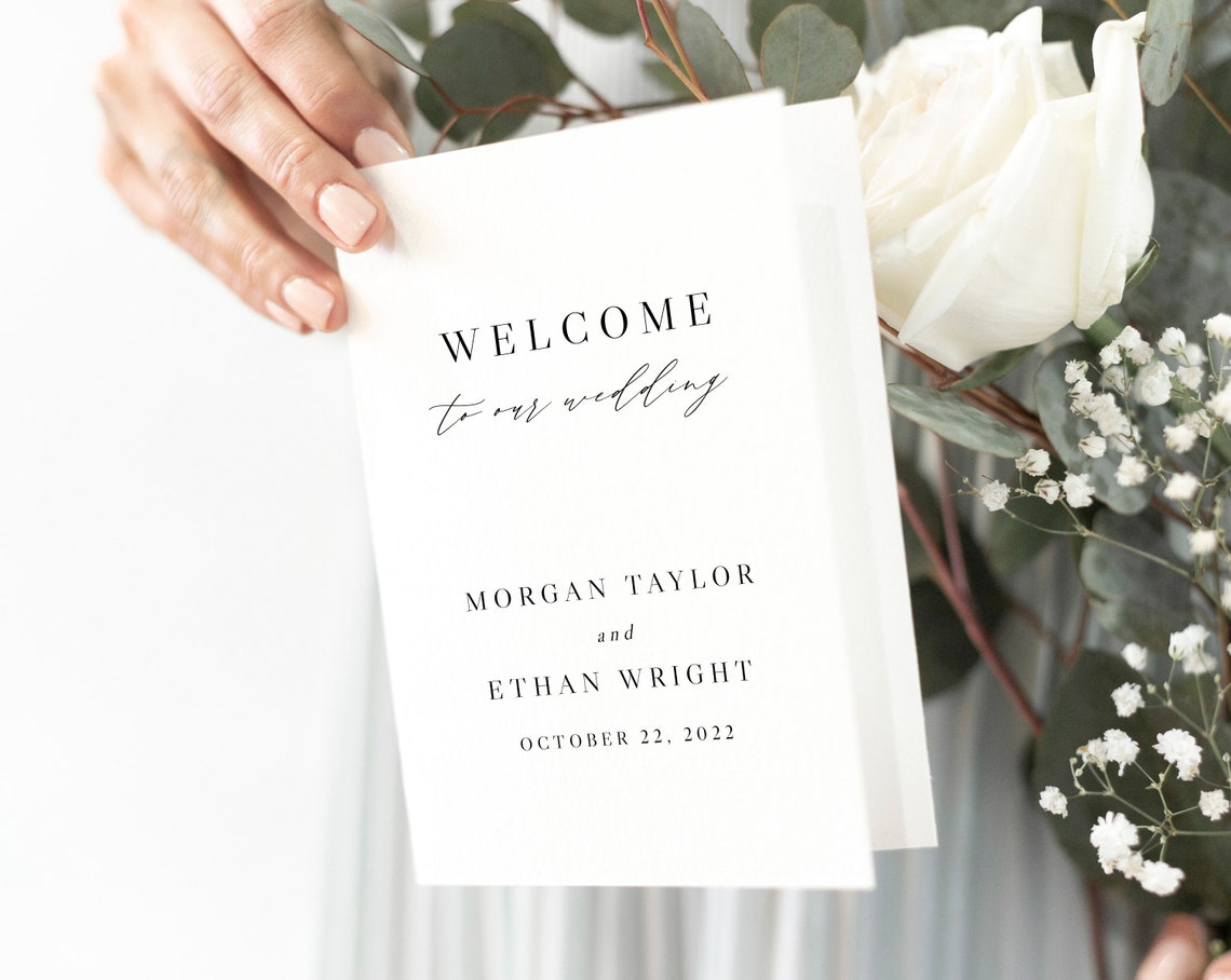 Bi-fold Wedding Program Template Printable Folded Wedding - Etsy