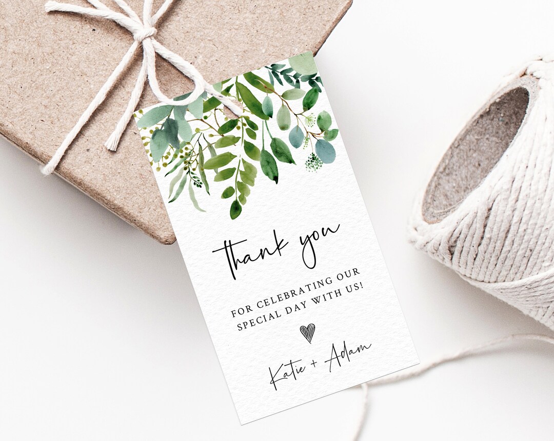 Greenery Wedding Favor Tags, Thank You Tag, Wedding Favor Tag ...