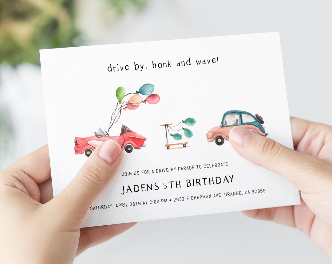 Drive by Birthday Parade Invitation, Printable Drive by Celebration ...