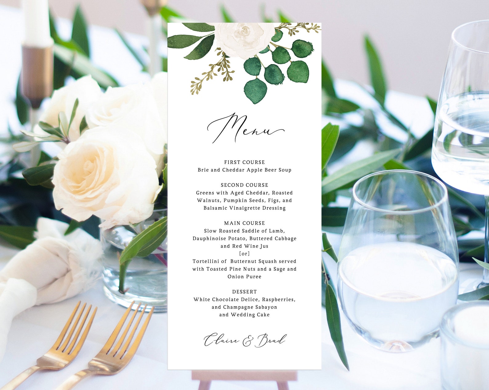 White Floral Wedding Menu Template Printable Wedding Dinner - Etsy