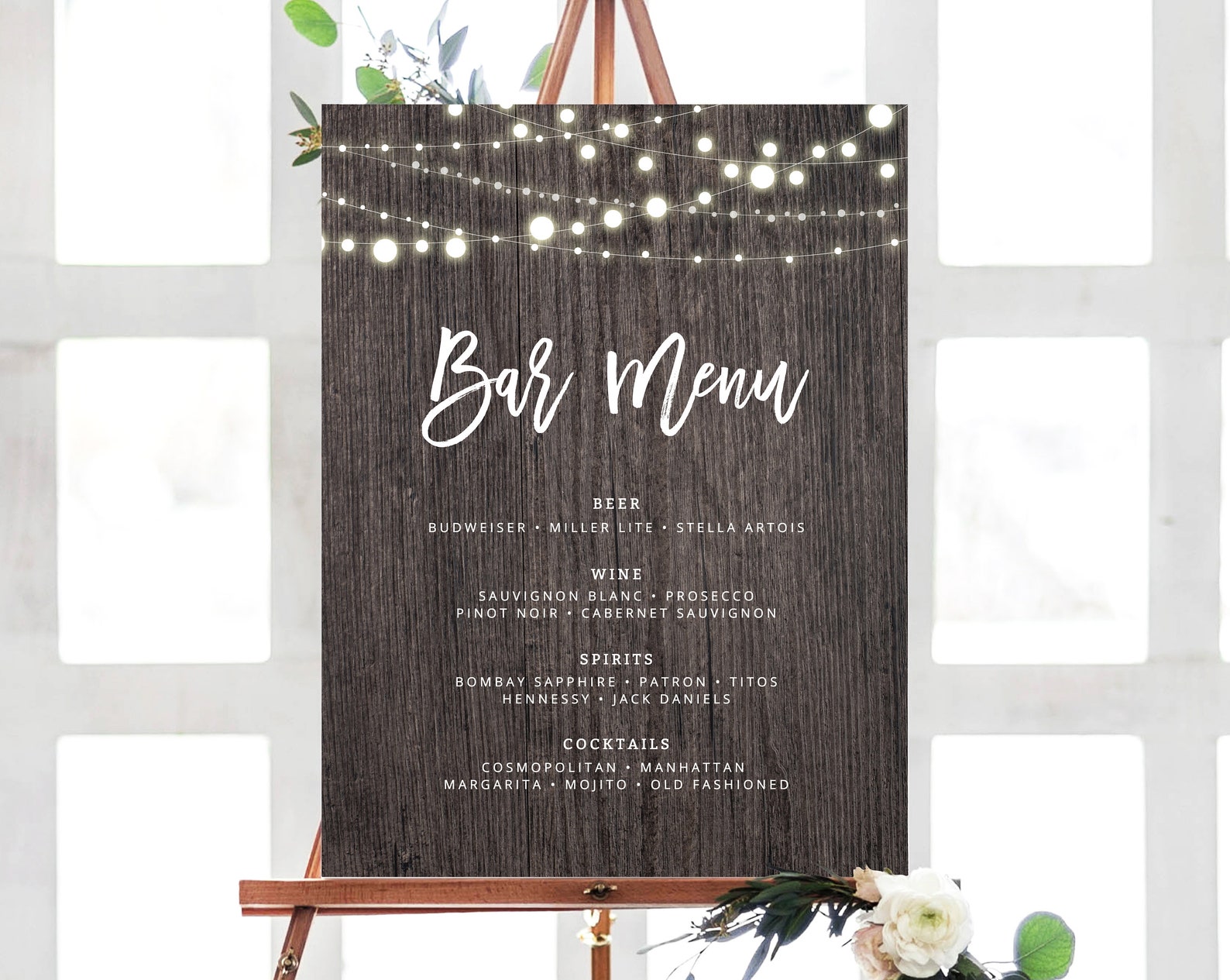 INSTANT DOWNLOAD Bar Menu Sign Rustic Wedding Bar Sign - Etsy