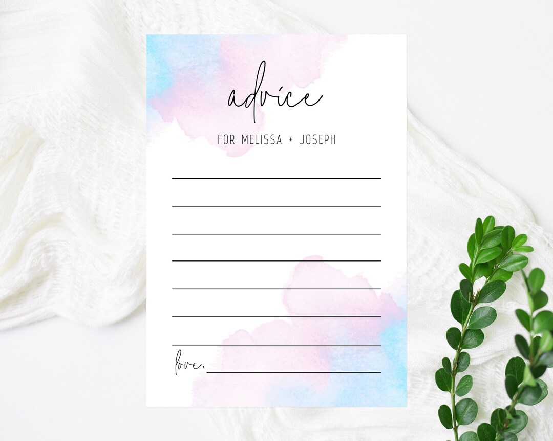 Advice Card Template, Gender Reveal, Words of Wisdom, Advice for Mom to ...