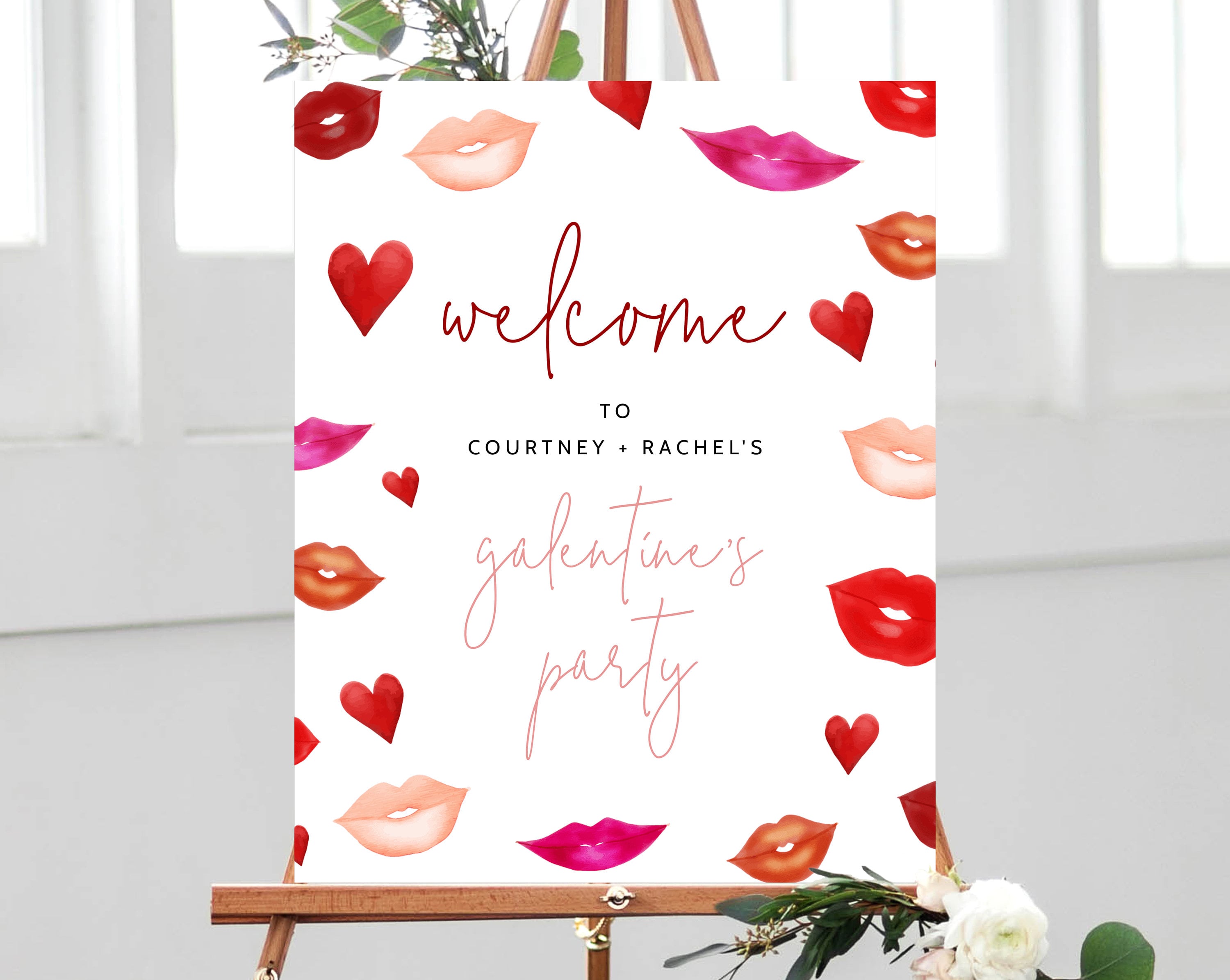 Galentine's Welcome Sign Template, Galentine's Party Welcome Sign ...