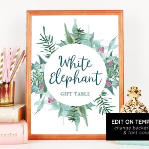 Christmas Party Sign Printable, White Elephant Gifts Sign, White ...