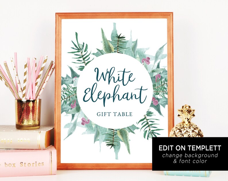 Christmas Party Sign Printable White Elephant Gifts Sign | Etsy