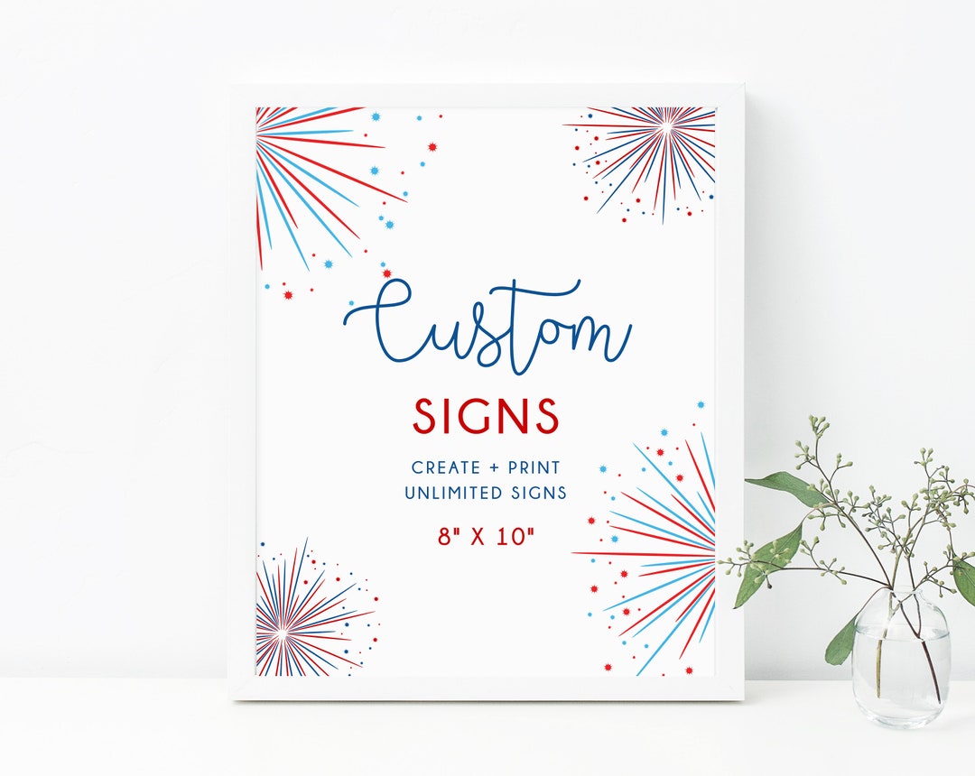 Editable Firecracker Custom Sign Template, DIY Unlimited Signs, 4th of ...
